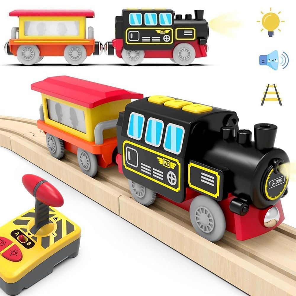 Motorized Train for Wooden Track, Remote Control Train with Magnetic ...
