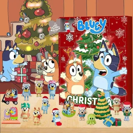 Advent Calendar Bluey 24Pcs Cartoon Puppy Figures Doll Christmas ...