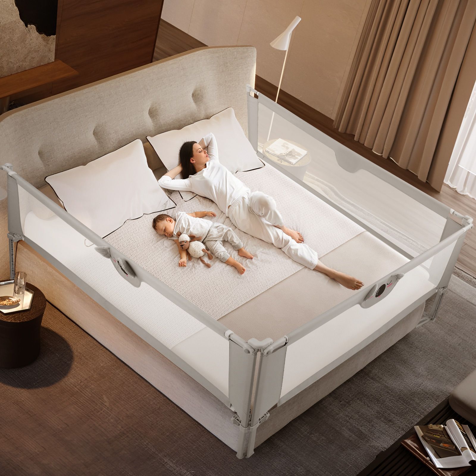 Toddler Bed Rail King Side Bedrail Folding Safety Guard Baby Child Cot ...