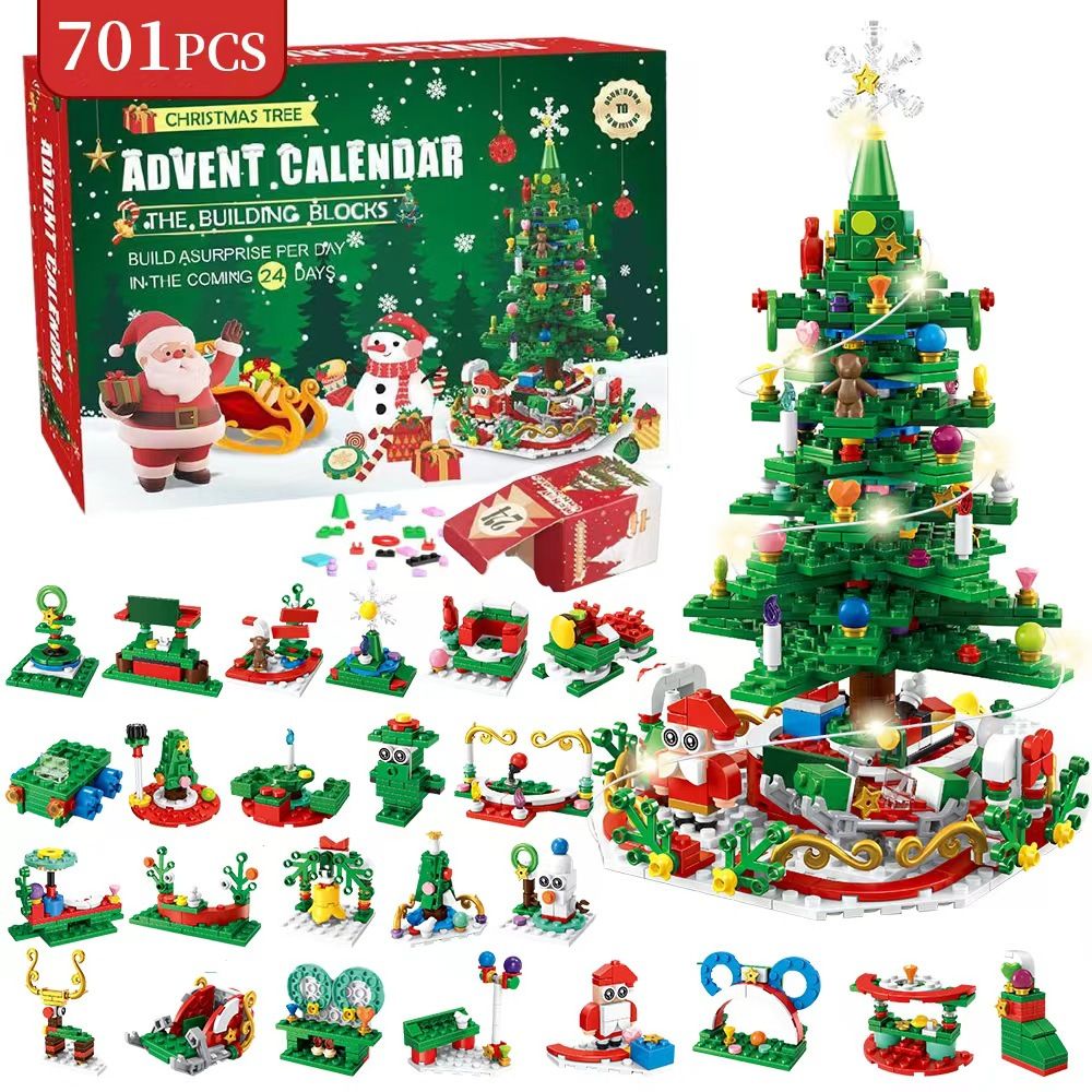 2025 Advent Calendar Christmas Tree Building Toys Set 701Pcs Surprise ...