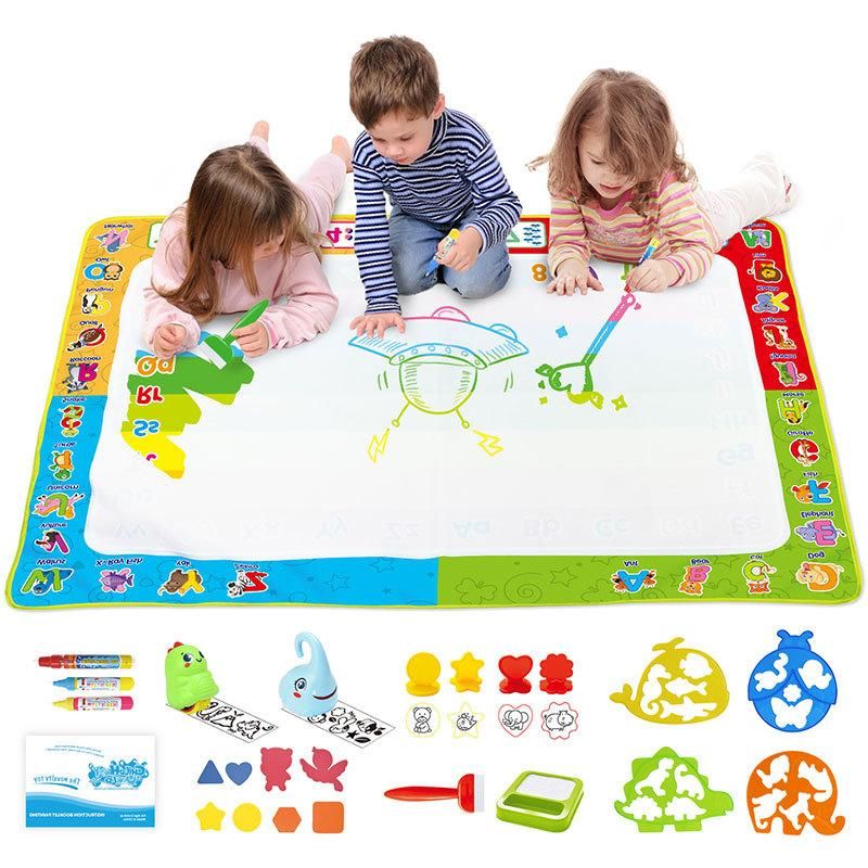 Cartoon Theme Water Coloring Drawing Carpet, Magic Doodle Mat with Pens ...