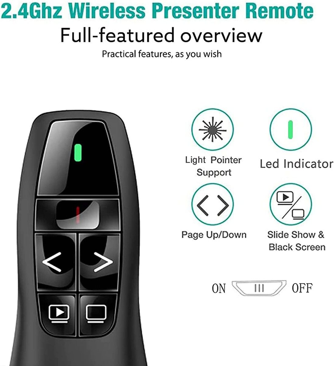 Wireless Presentation Clicker Pointer with 328FT Range for PPT and ...