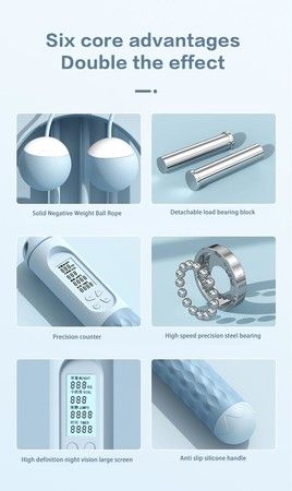 Pink Cordless Weighted Jump Rope with Adjustable Length and Built-In ...