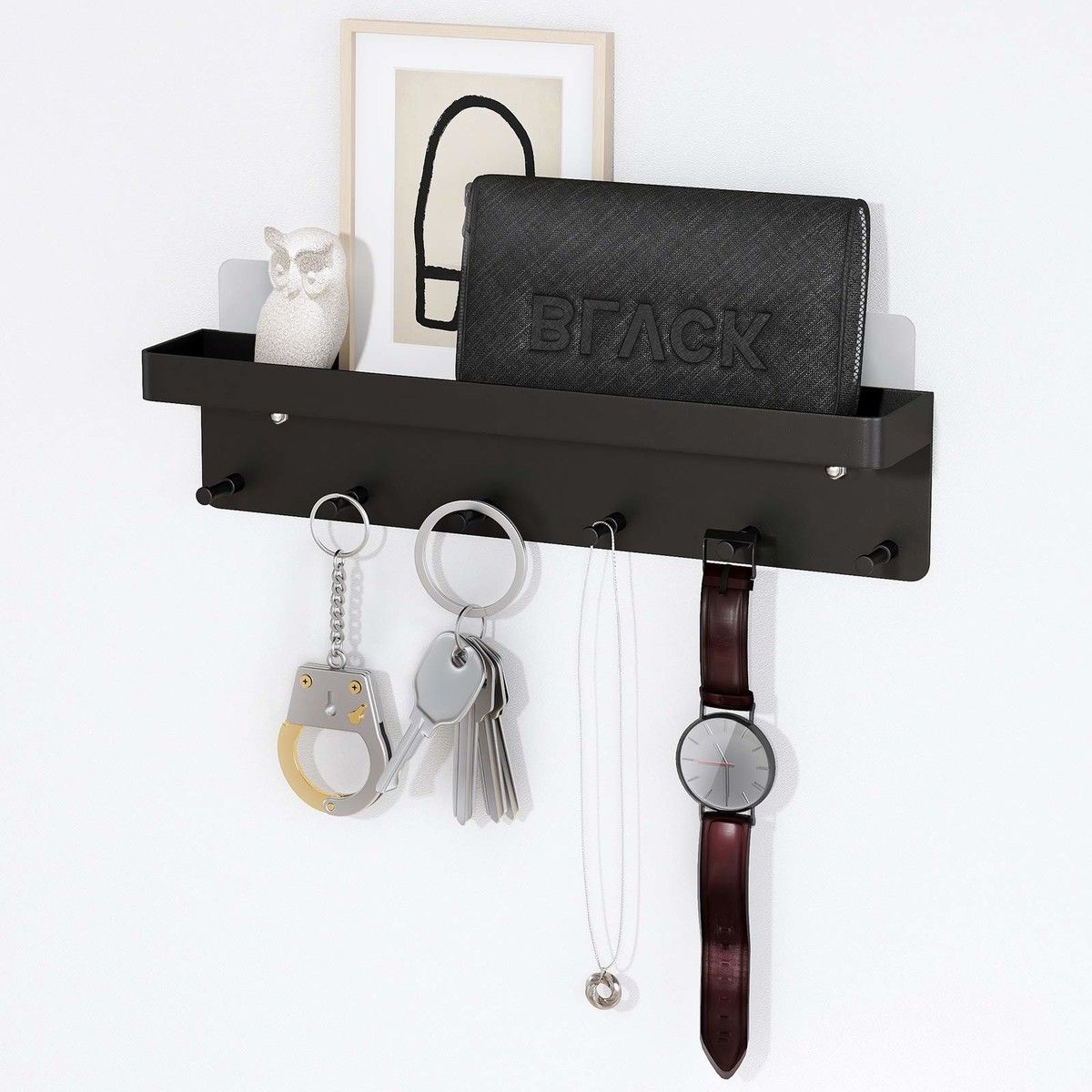Decorative Wall-Mounted Key Holder with Mail Organizer, Tray, and 6 ...