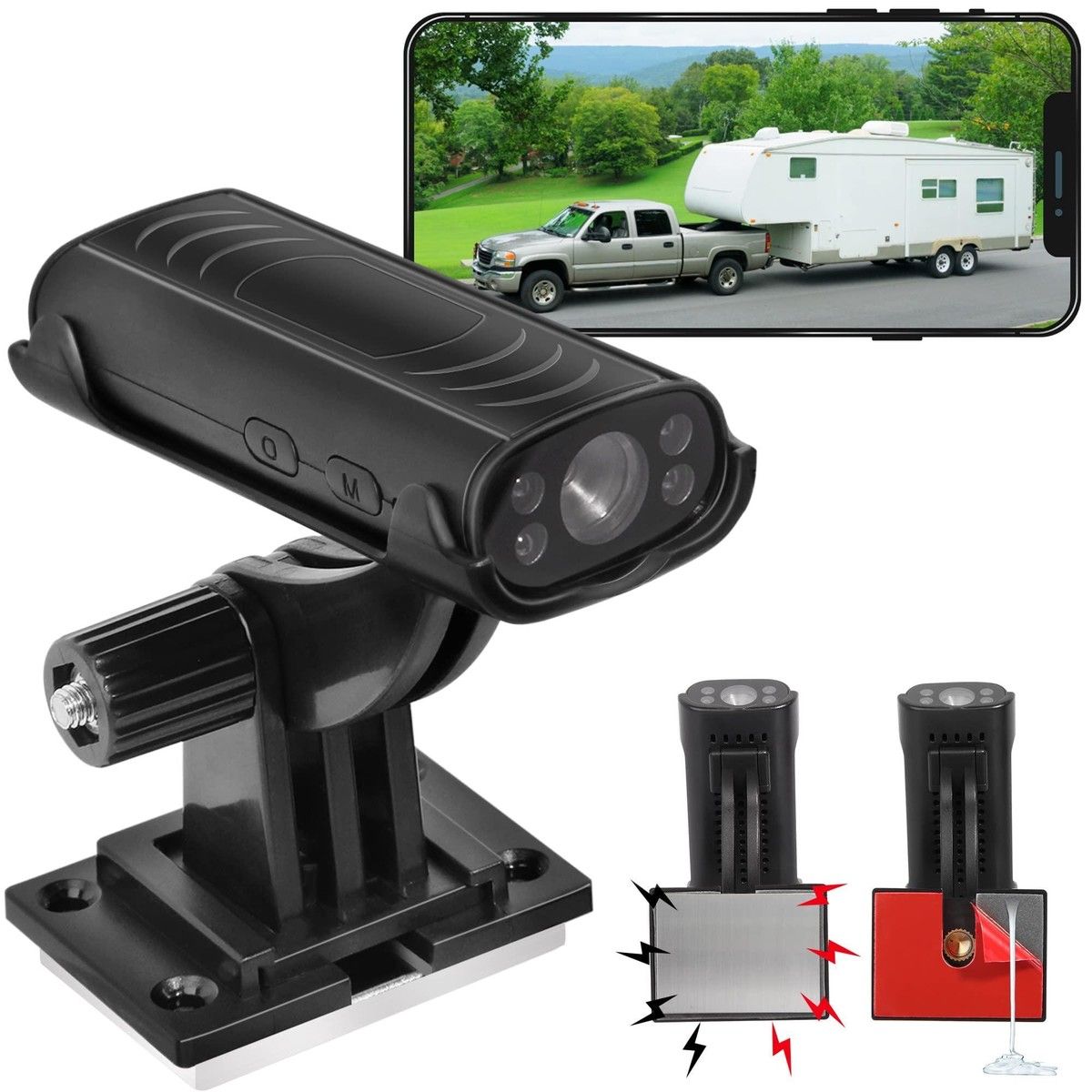 2K Waterproof Rear View Camera/Reverse Hitch Guide with Clear Night Vision,Built-in Battery,easy ...