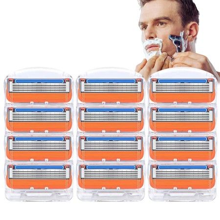 12 Pack Razor Shaving Blade Refills Compatible with Gillette Fusion 5 ...