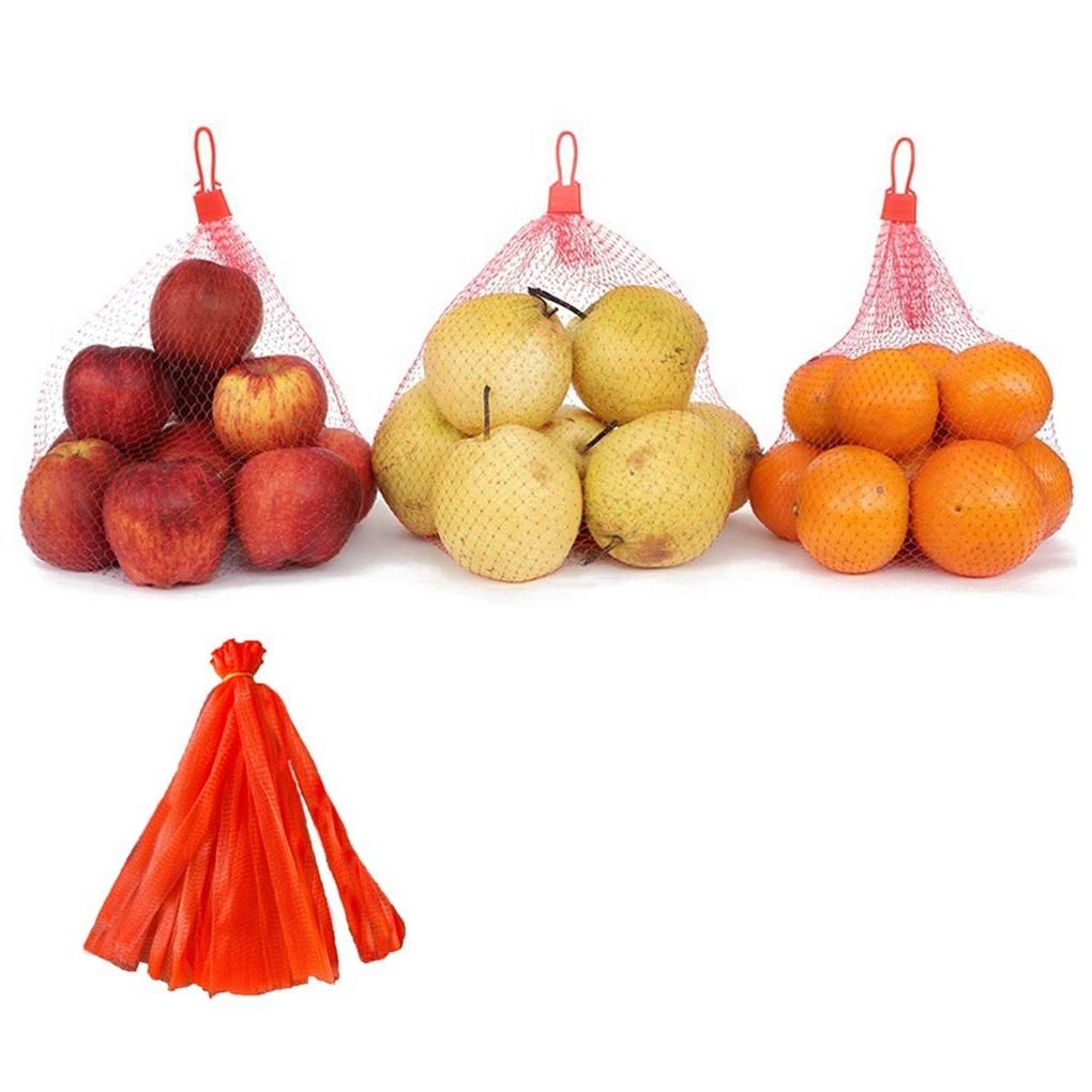 100 Pack Reusable Mesh Netting Bags with Loop Closures: Large 24-Inch ...