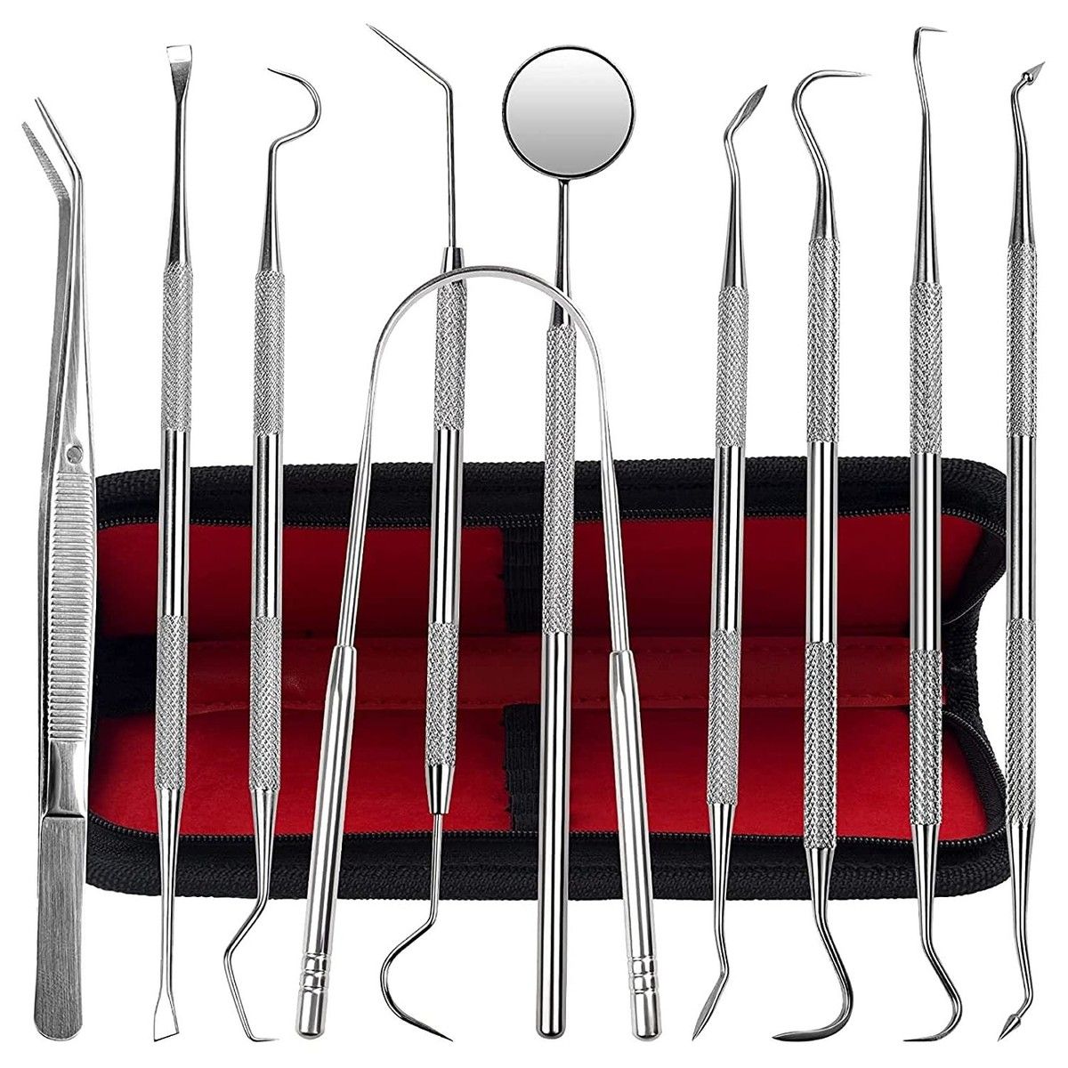 Stainless Steel Complete set of 10 essential dental tools for thorough ...