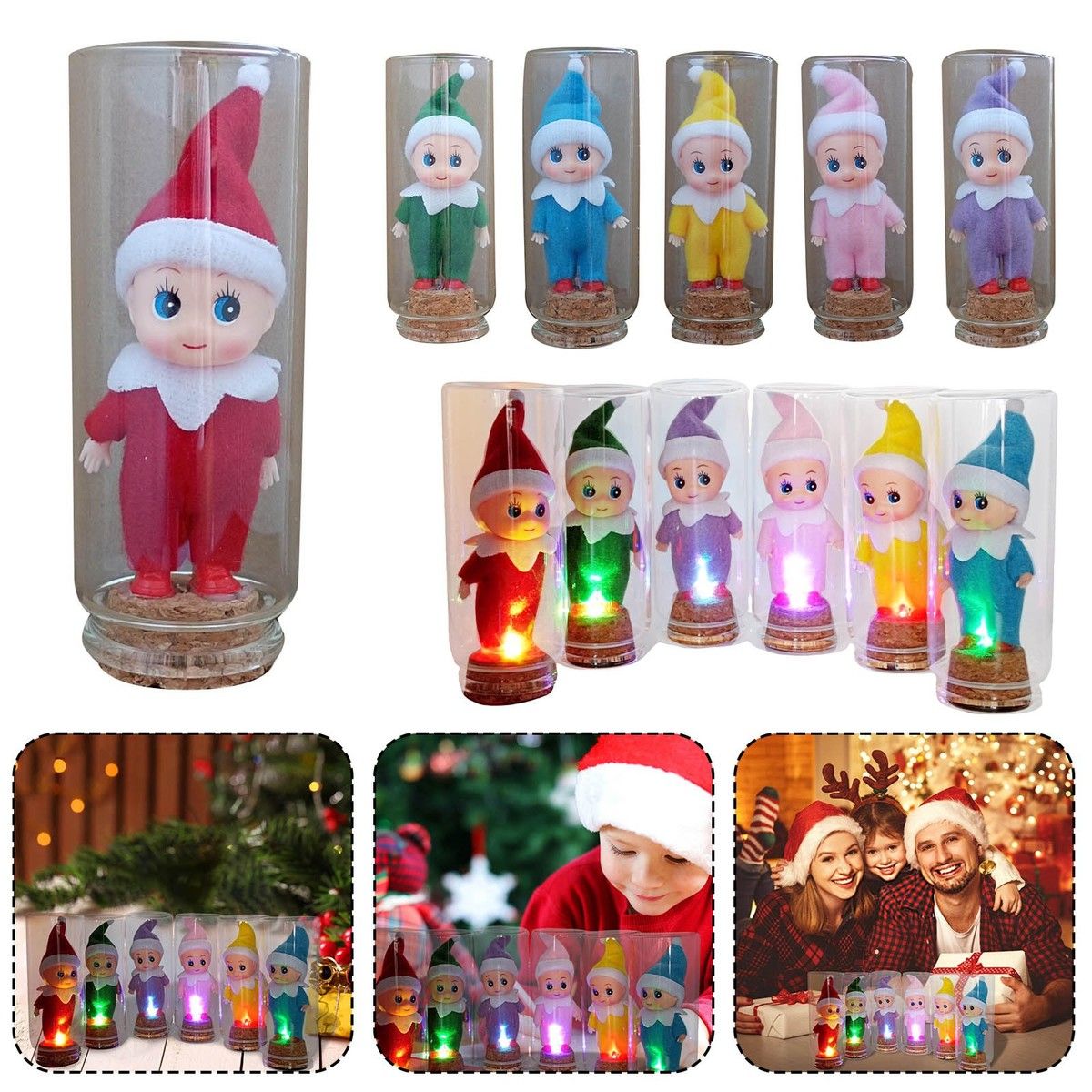 Led Christmas Elfs Doll Twins Baby Doll Elf for Christmas New Year and ...
