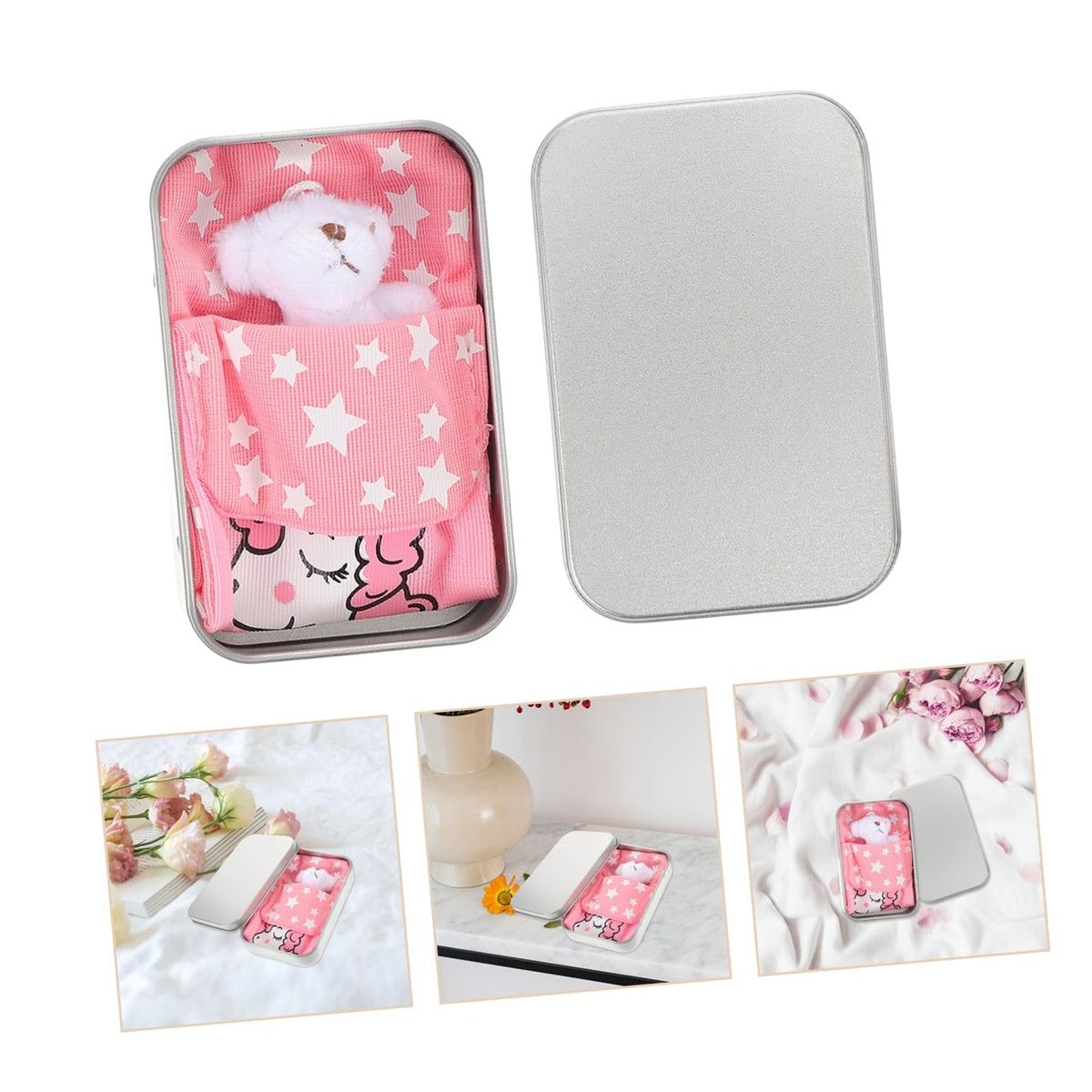 Little Pocket Plush Bear in A Tin Mini Bear Ornament Kids Room Decor ...