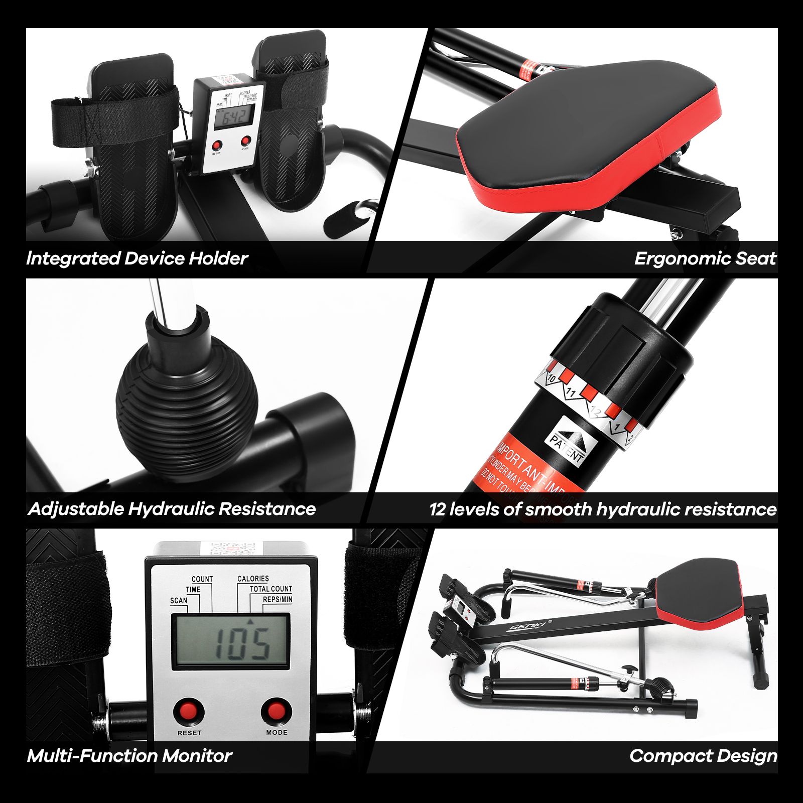 Genki Rowing Machine Home Gym Fitness Exercise Equipment Cardio Workout ...