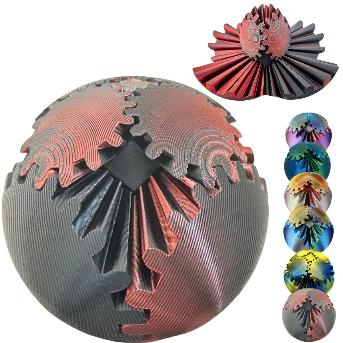 Gear Ball,4.2in 3D Printed Spin Ball Cube Fidget Toys,Gear Sphere,Gear ...