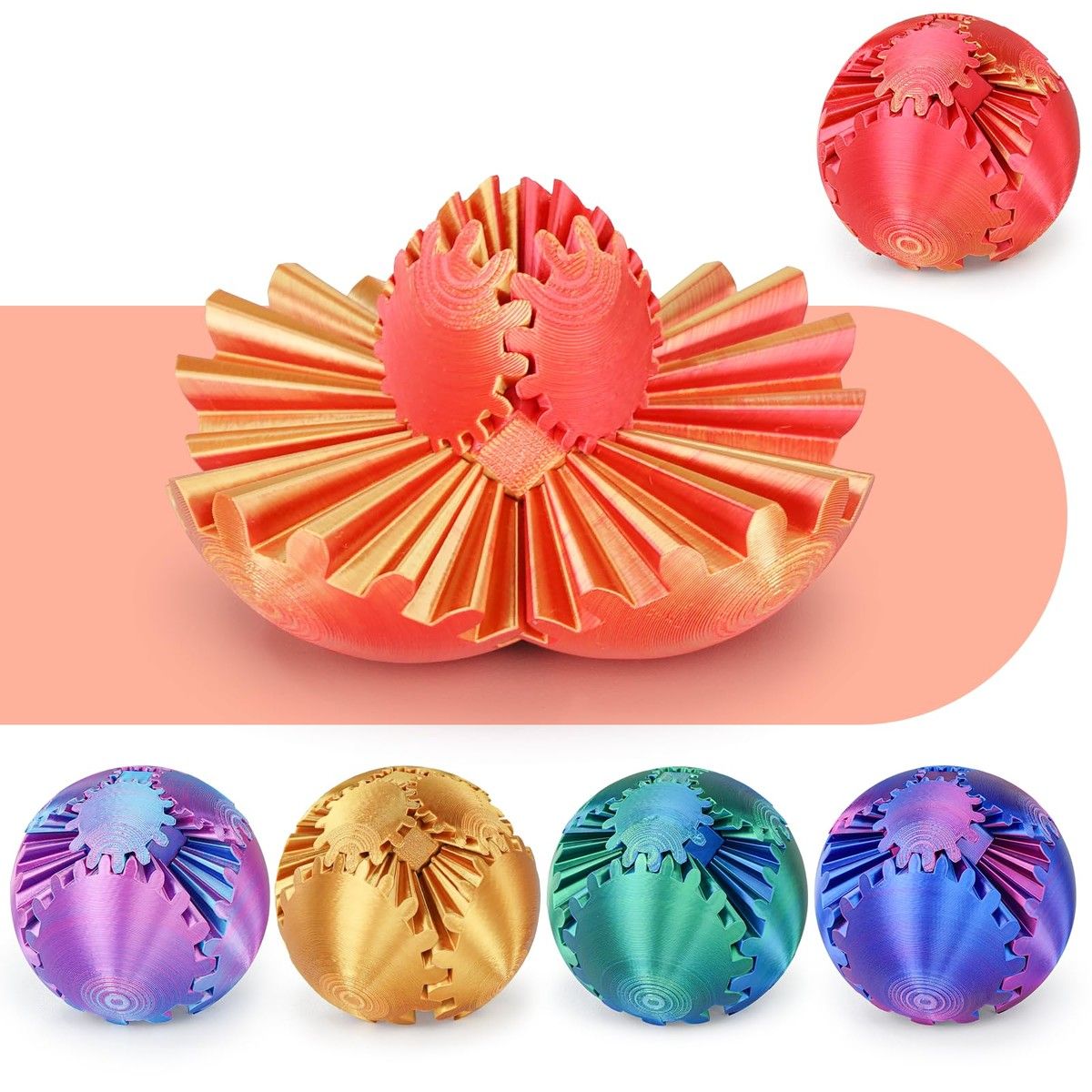 Gear Ball 3D Printed Spin Ball or Cube Fidget Toy,Gear Sphere Fidget ...