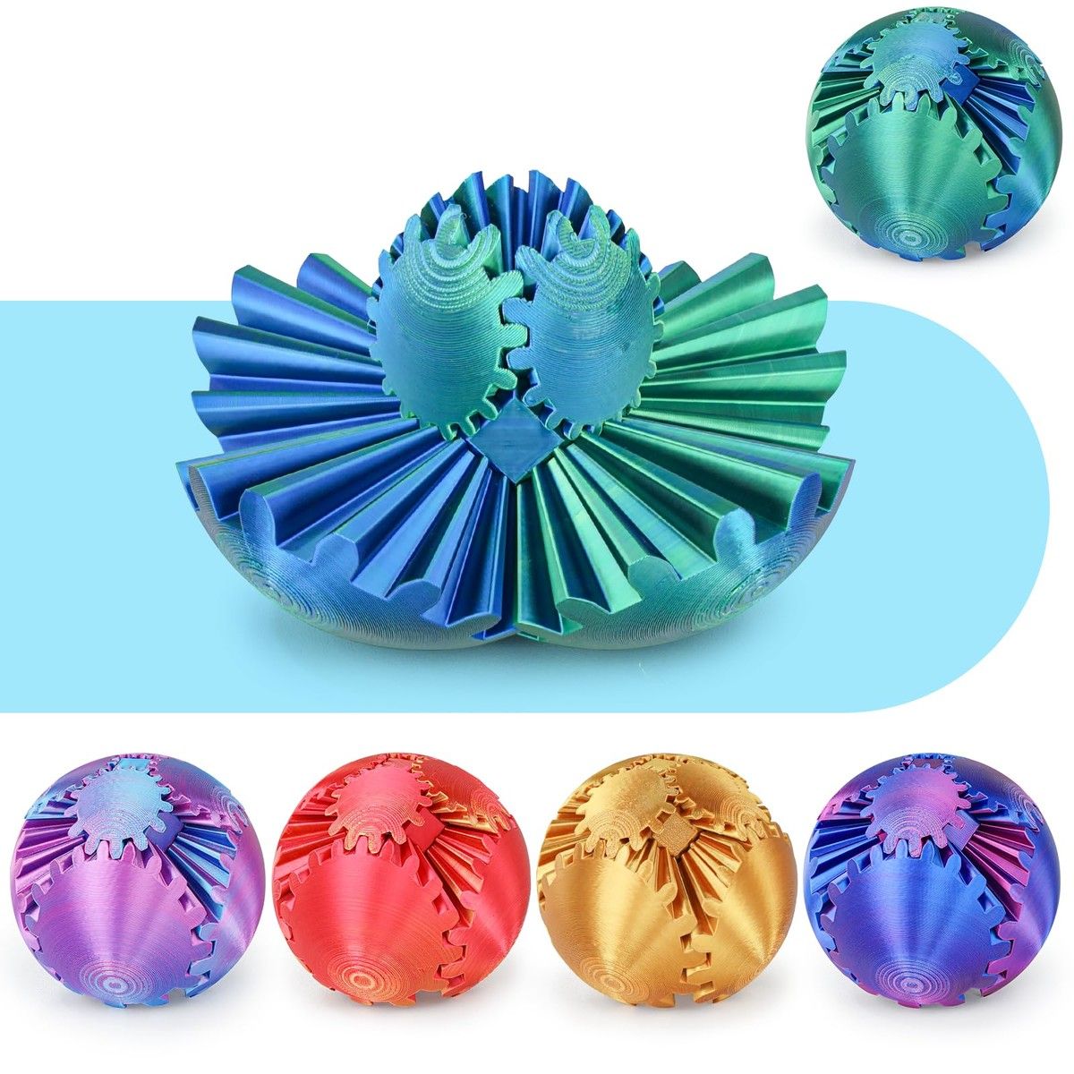 Gear Ball 3D Printed Spin Ball or Cube Fidget Toy,Gear Sphere Fidget ...