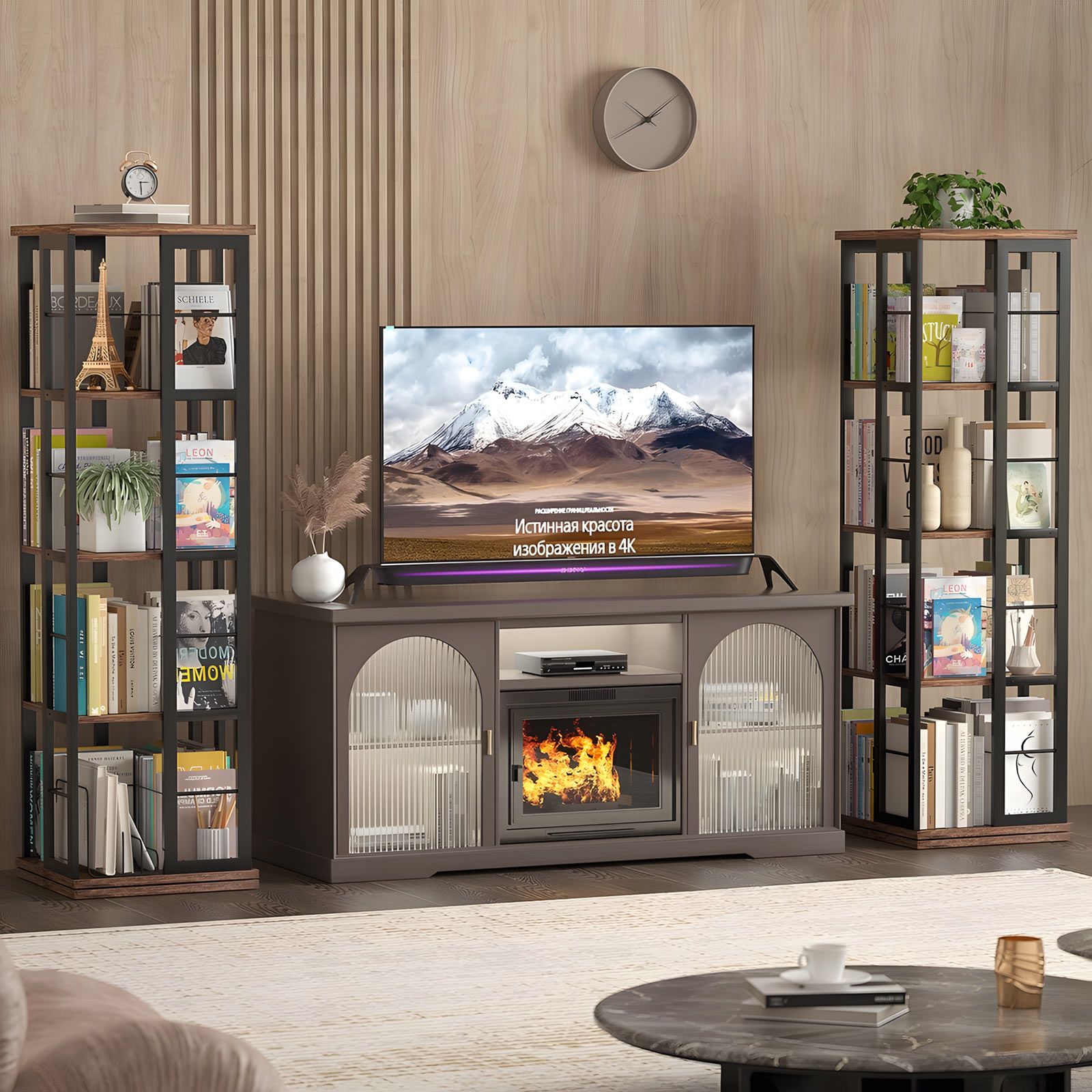 4 Tier Rotating Bookshelf Bookcase Vertical Corner Display Storage Unit ...