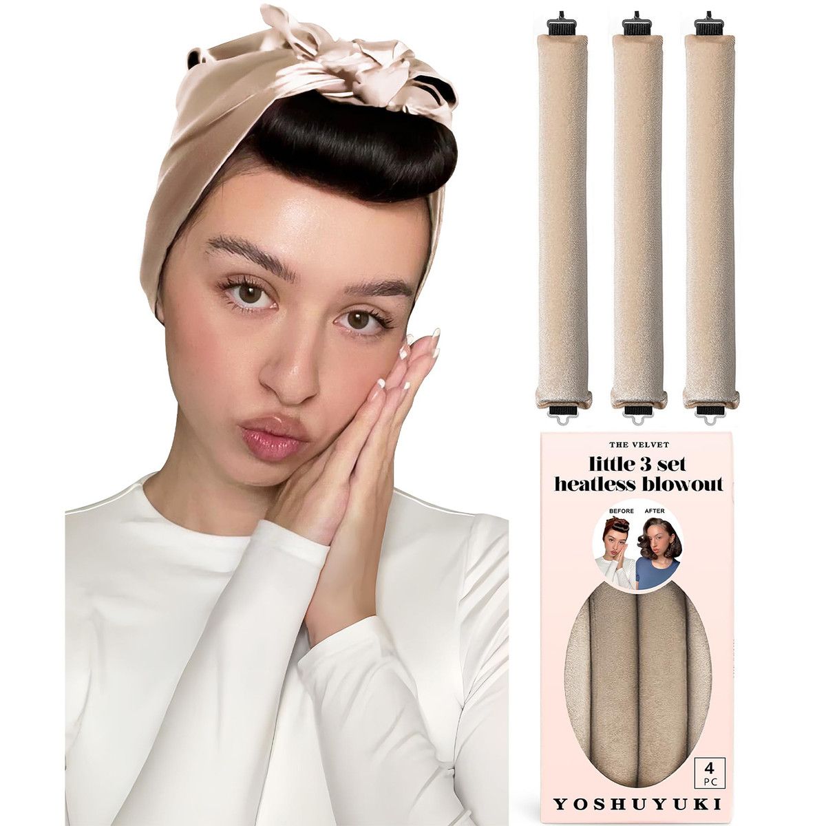 Little Velvet Overnight Curls Blowout 3 Rods Heatless Hair Curler to ...