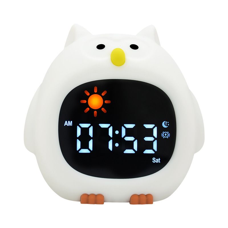 Owl Alarm Clock Cute Touch Night Light 9 Colors & 6 White Noise Sounds ...