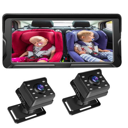 Baby Car Cameras 6.8inch Ultrawide Display Dual Rear Facing View ...