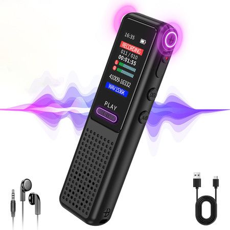 64GB Voice Recorder,Upgraded Digital Voice Activated Recorder with AI ...