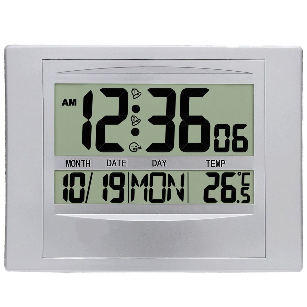 Digital Wall Clock Atomic Alarm Large Display Battery Operated Bedroom ...