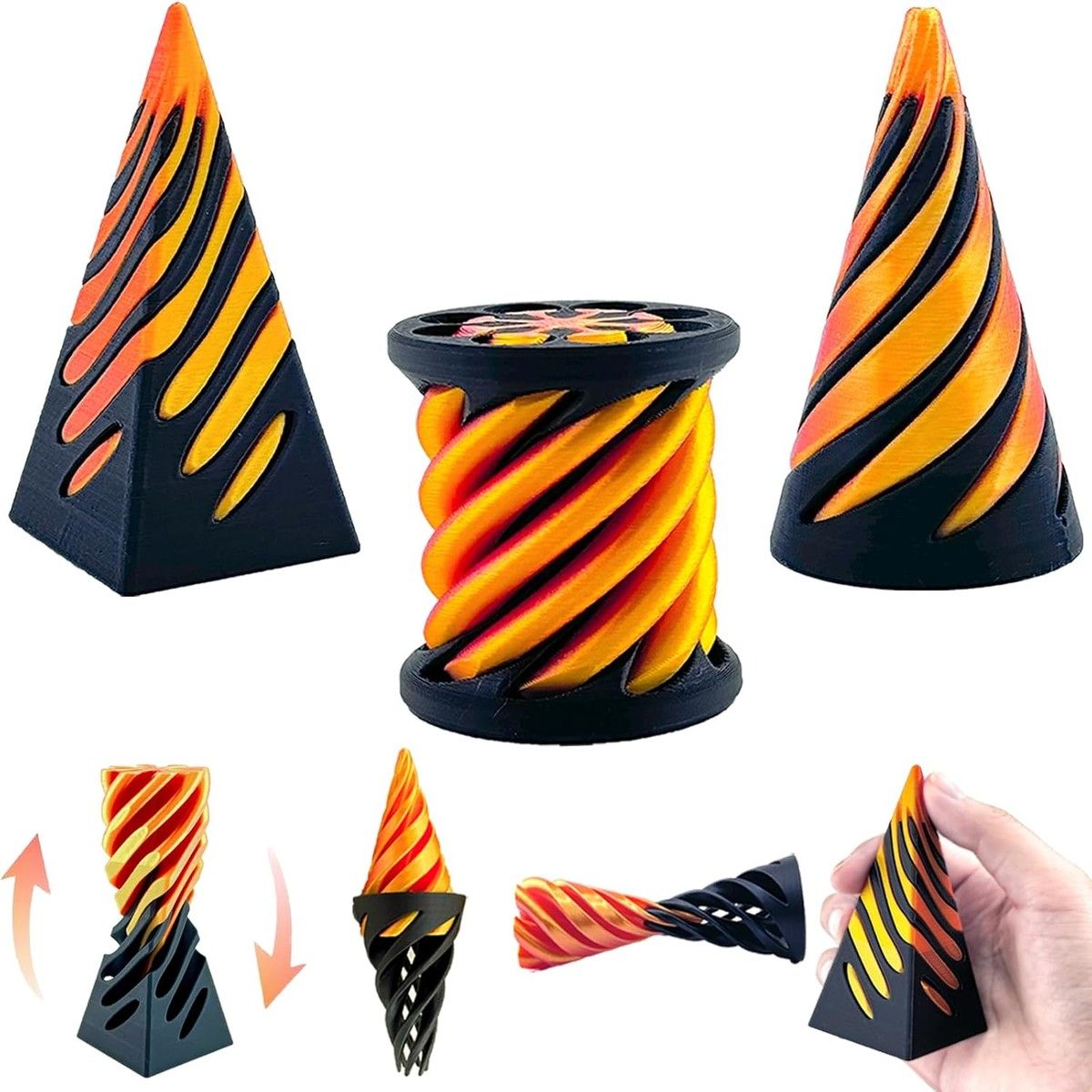 3 Pack Spiral Cone Toy,3D Printed Spiral Cone Fidget Toy,Mini Vortex ...
