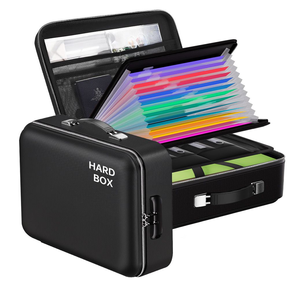 Fireproof Document Box, Hard Case Fireproof File Organizer with Lock ...
