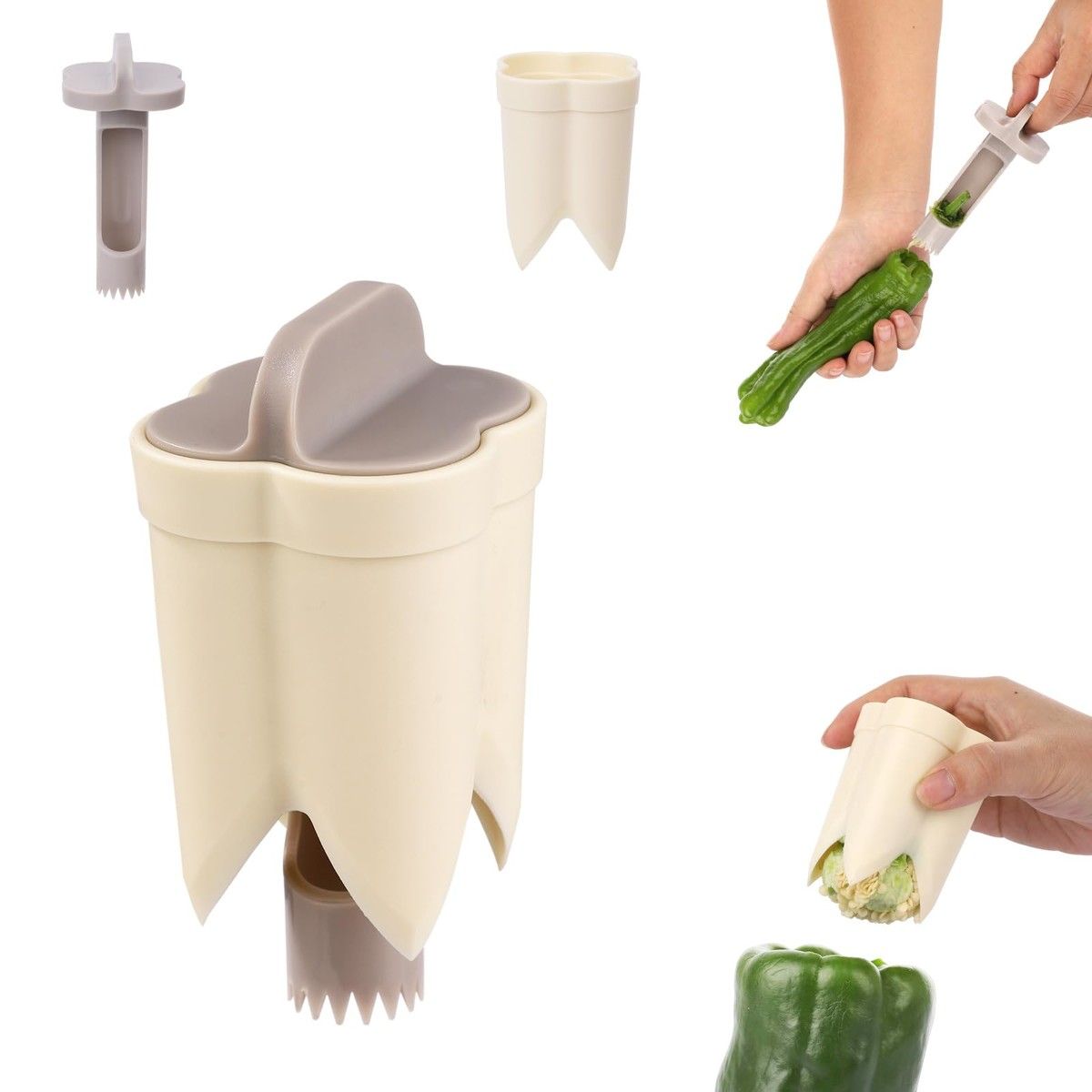 2 in 1 Pepper Corer,Bell Pepper Cutter 2 in 1 Fruit Pepper Corer Pepper ...