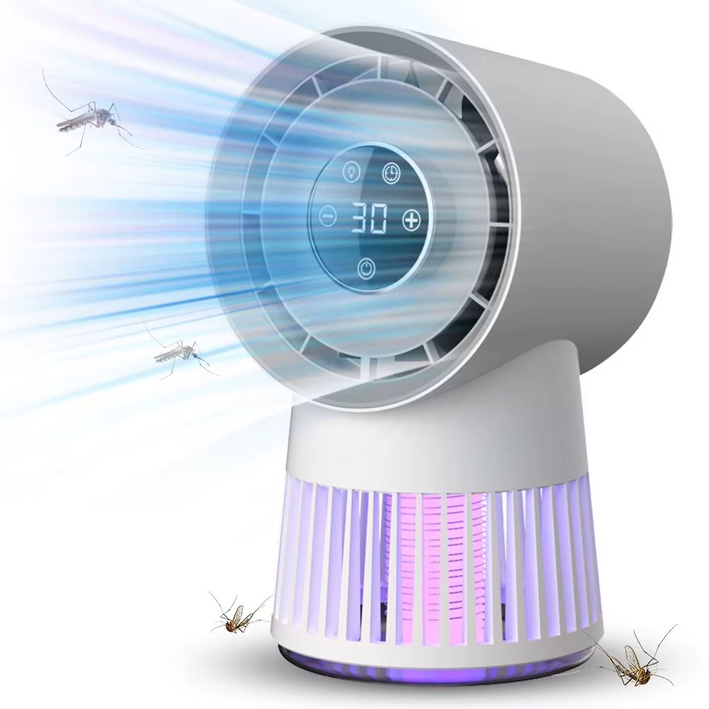 Portable Rechargeable Bug Zapper Desk Fan Bladeless 20 Gears Mosquito ...