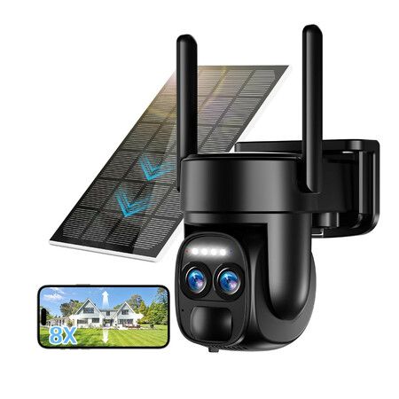 4K Solar Security Cameras Wireless Outdoor,WiFi PTZ Camera Battery ...