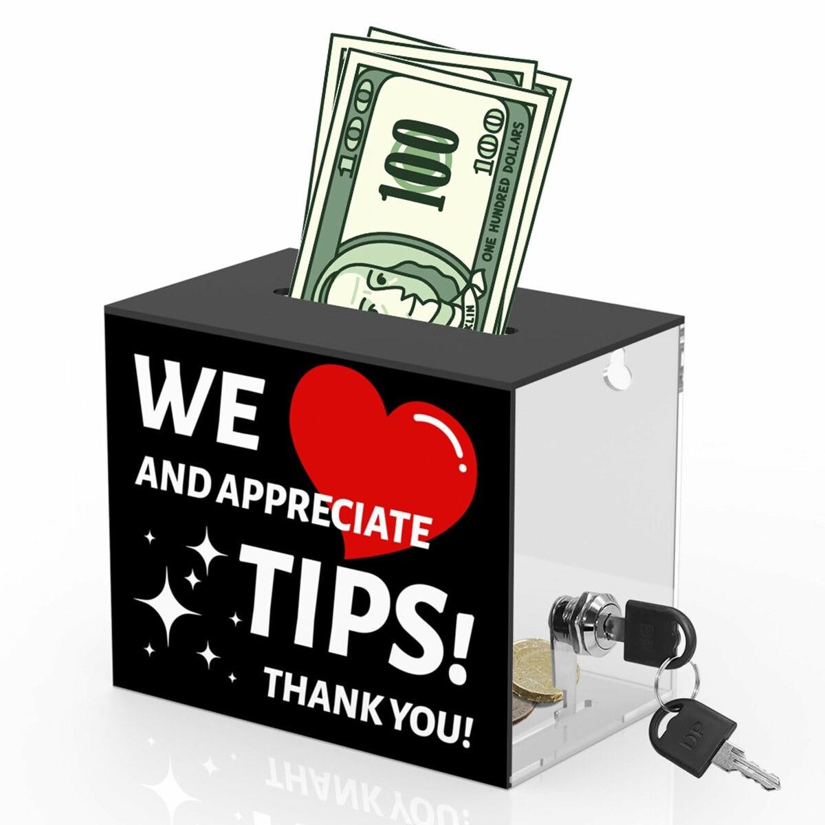 Acrylic Tip Jar for Bartender Tip Box Tip Jars Suggestion Box with Slot ...