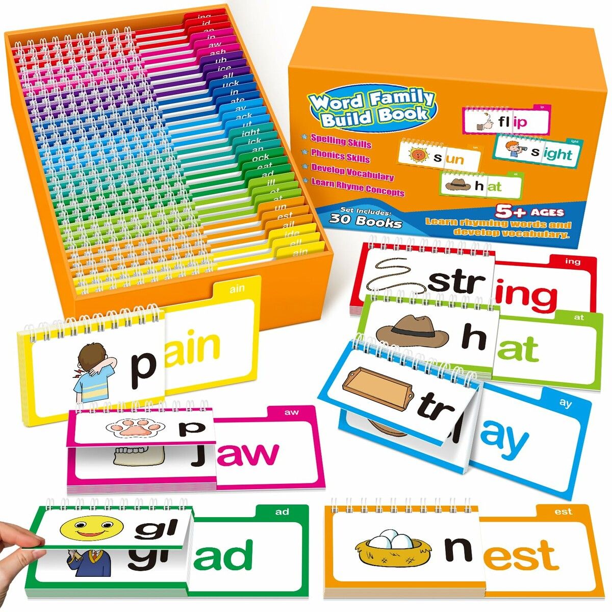 30 Word Family Build Book Learn to Read Phonics Flash Cards, Spell Read ...