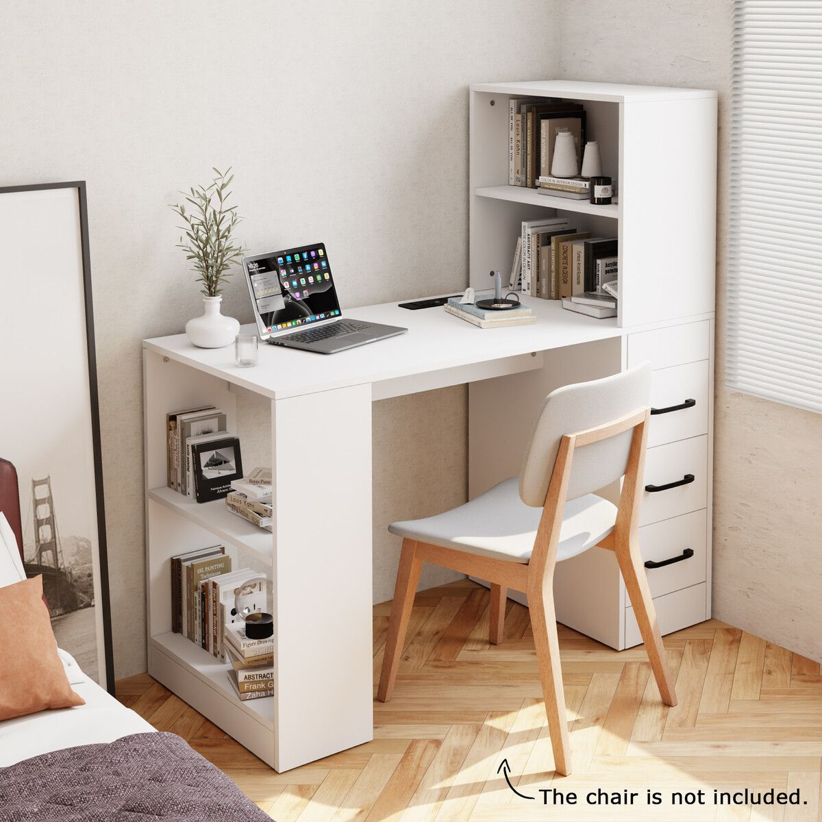 Computer Desk Bookcase 3in1 Study Writing Laptop Table Shelving Office ...