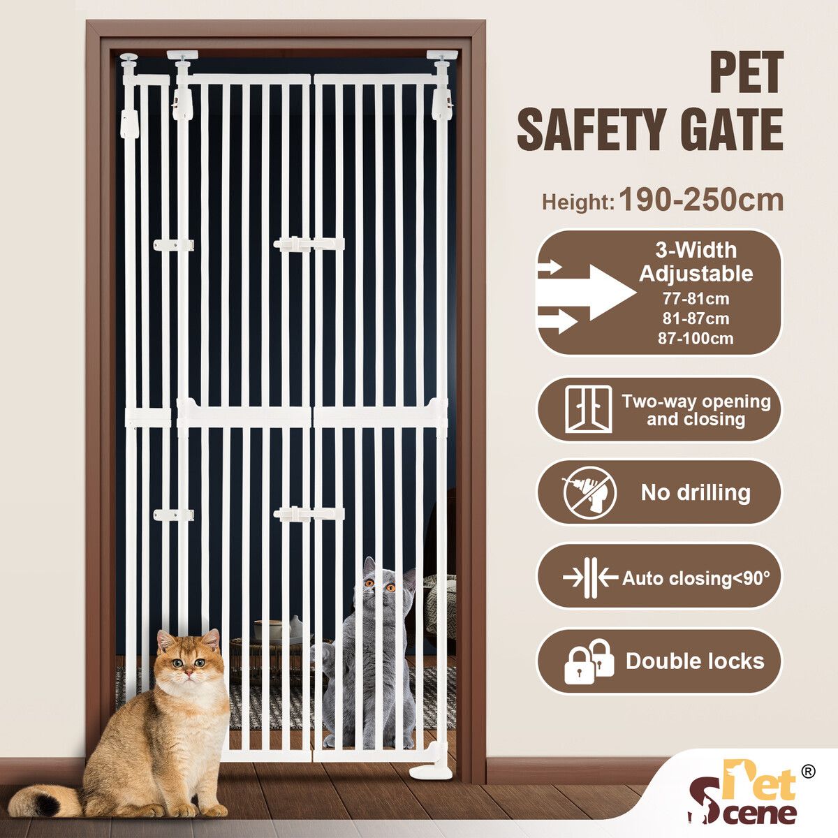 Retractable Safety Gate Pet Dog Cat Extra Tall with 3-Position Width ...