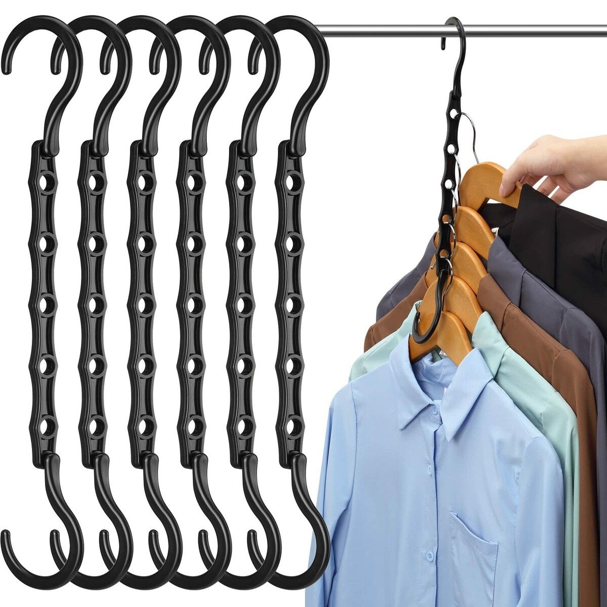 6 Pack Hangers Space Saving Hangers With 5 Holes Closet Space Saver ...