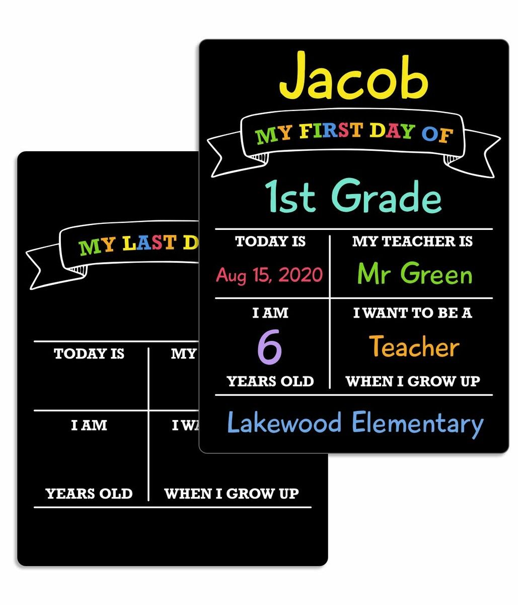 First Last Day School Sign Board Double Sided Reusable Chalkboard ...
