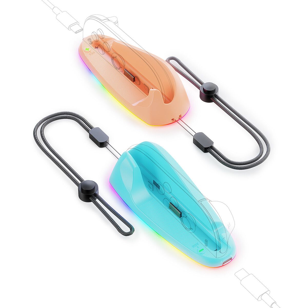 Blue And Orange Switch 2 Joy Con Dazzling RGB Lighting Mouse Dock ...