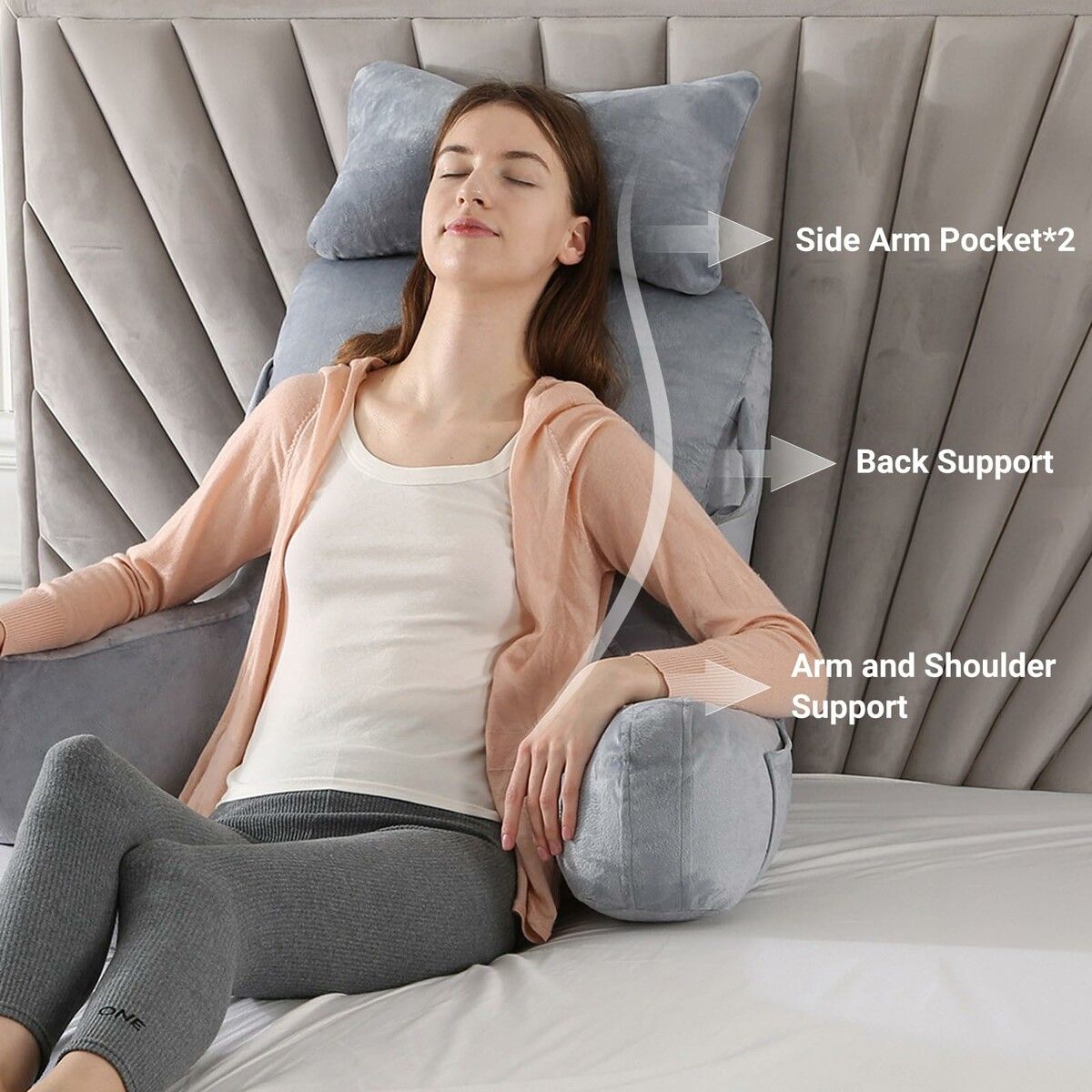 Reading Pillow, Large Back Pillow for Sitting Up in Bed,Back Support ...