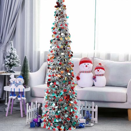 150cm Pop Up Christmas Tree,Collapsible Christmas Tinsel Tree ...