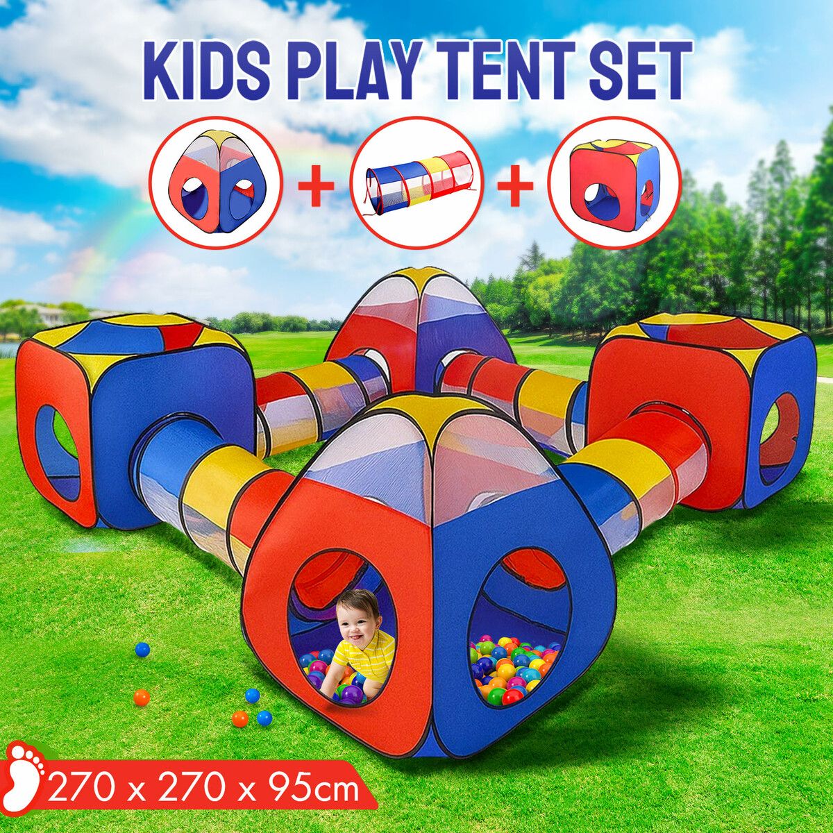 Kids Pop Up Play Tent Teepee 8in1 Toys Playhouse Childrens Crawl Tunnel ...