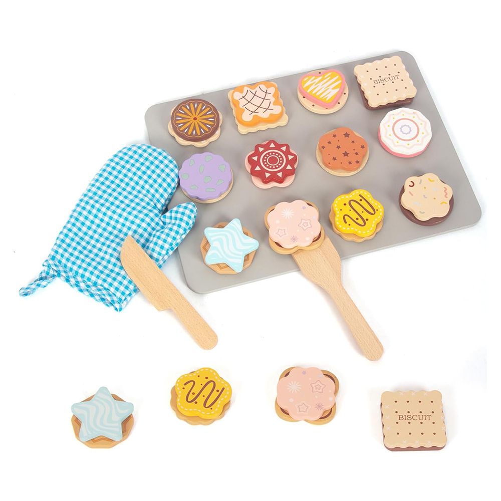 Slice and Bake Wooden Cookie Play Food Set for Kids, Pretend Play ...